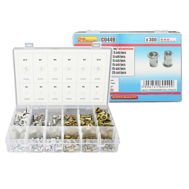 RICHMANN Zestaw nitonakrętek 300szt stalowe aluminiowe